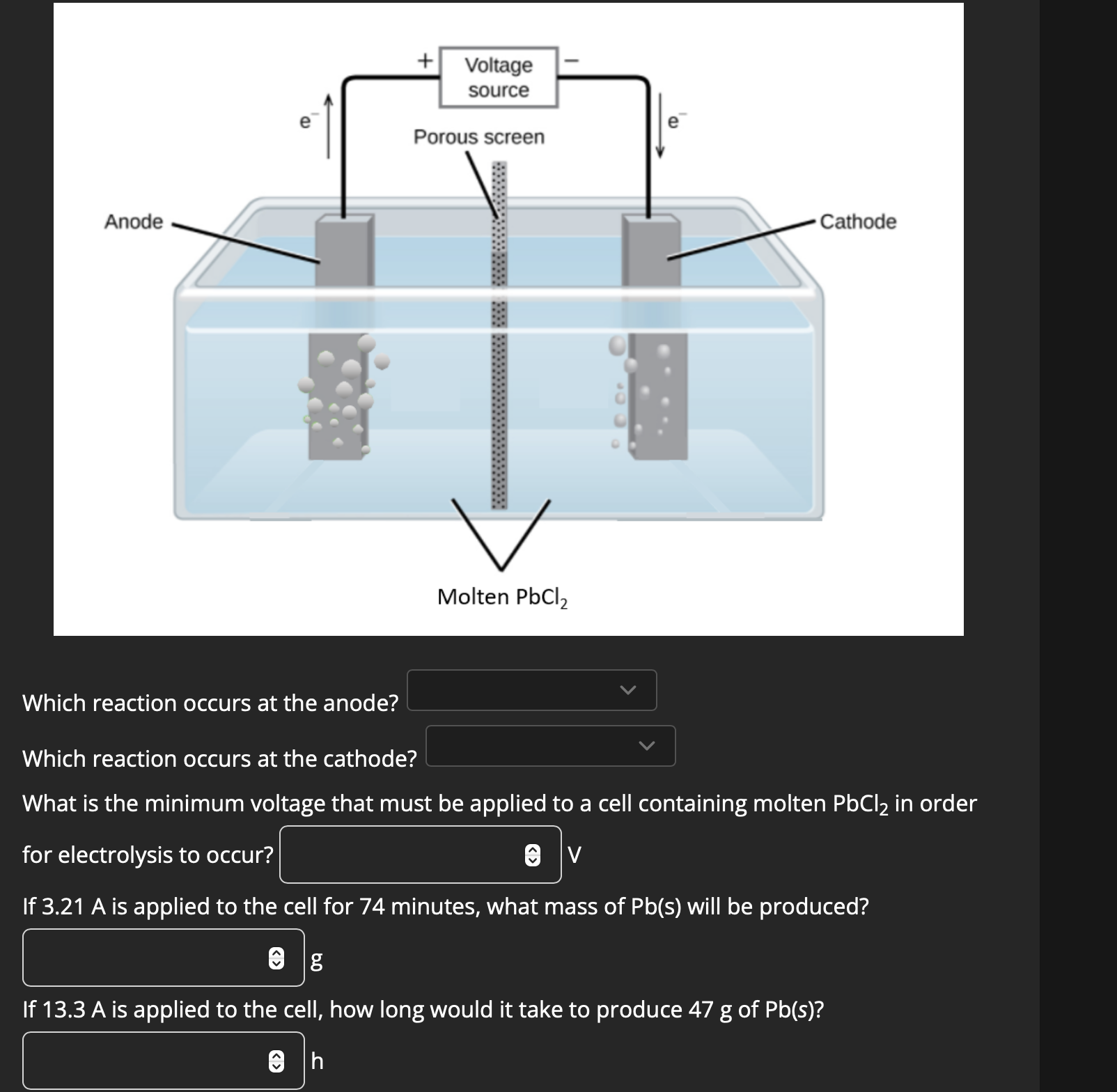 Solved Which reaction occurs at the anode? Which reaction | Chegg.com