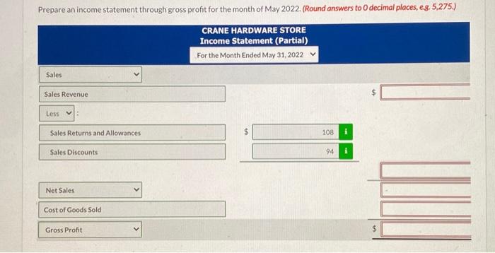 Solved 9 Crane Hardware Store completed the following | Chegg.com