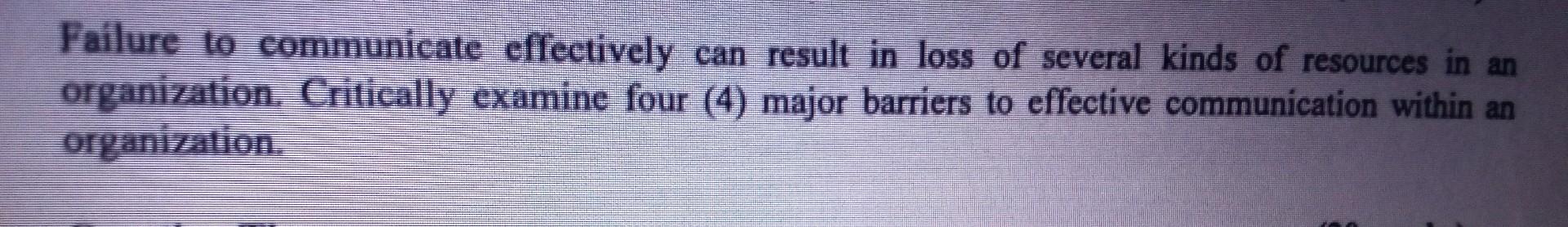 Question Failure to communicate effectively can | Chegg.com