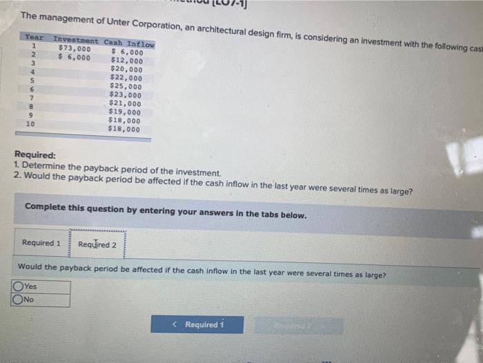Solved Exercise 7-1 (Algo) Payback Method (L07-1) The | Chegg.com Solved Exercise 7-1 (Algo) Payback Method (L07-1) The | Chegg.com