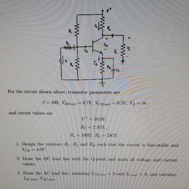 Solved W RE Ry wwtt Tg It RE For the circuit shown above, | Chegg.com