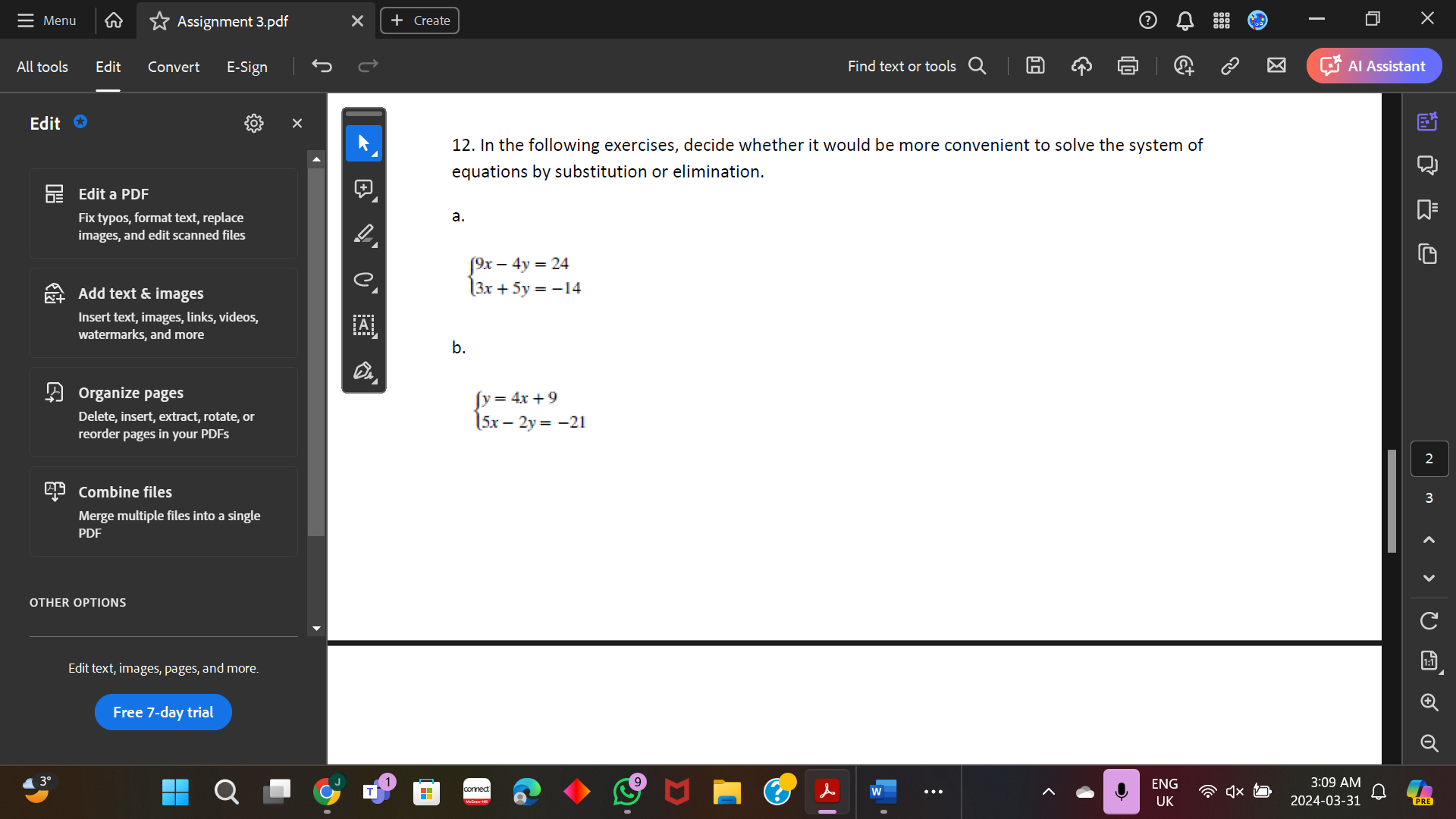 Solved In the following exercises, decide whether it would | Chegg.com
