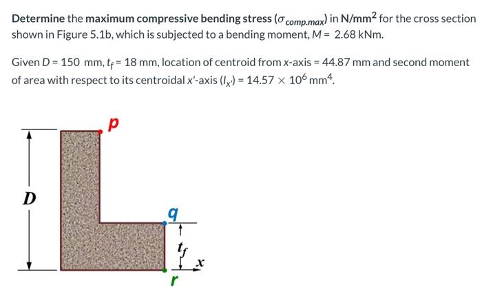 Solved Determine the maximum compressive bending stress (o | Chegg.com