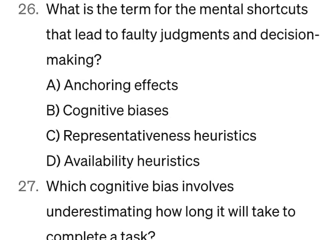 Solved What is the term for the mental shortcuts that lead | Chegg.com