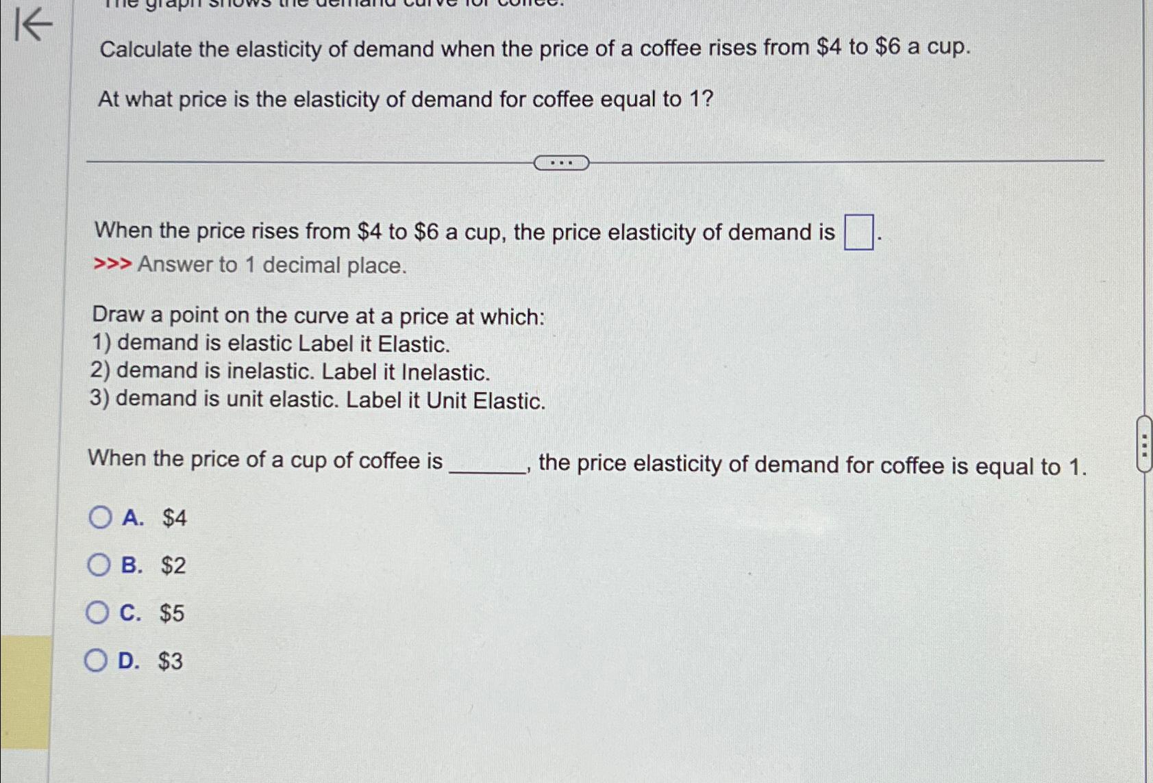 Solved Calculate the elasticity of demand when the price of | Chegg.com