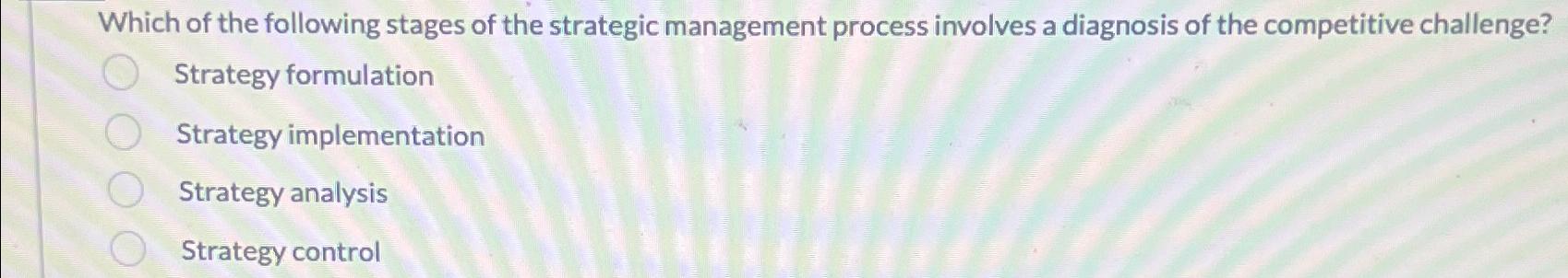 Solved Which of the following stages of the strategic | Chegg.com