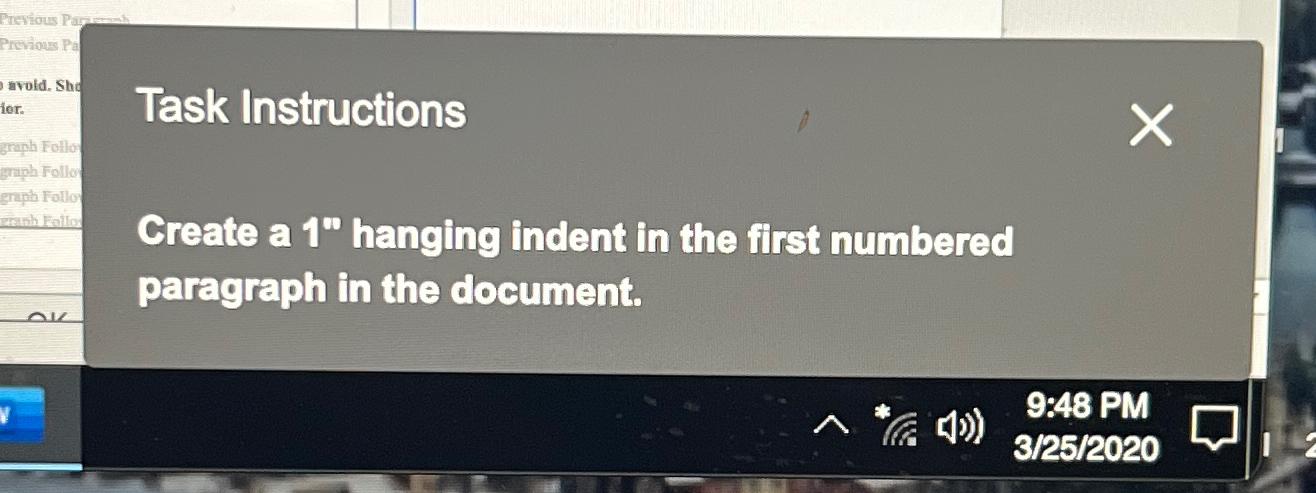 Solved Task InstructionsCreate a 1" ﻿hanging indent in the | Chegg.com