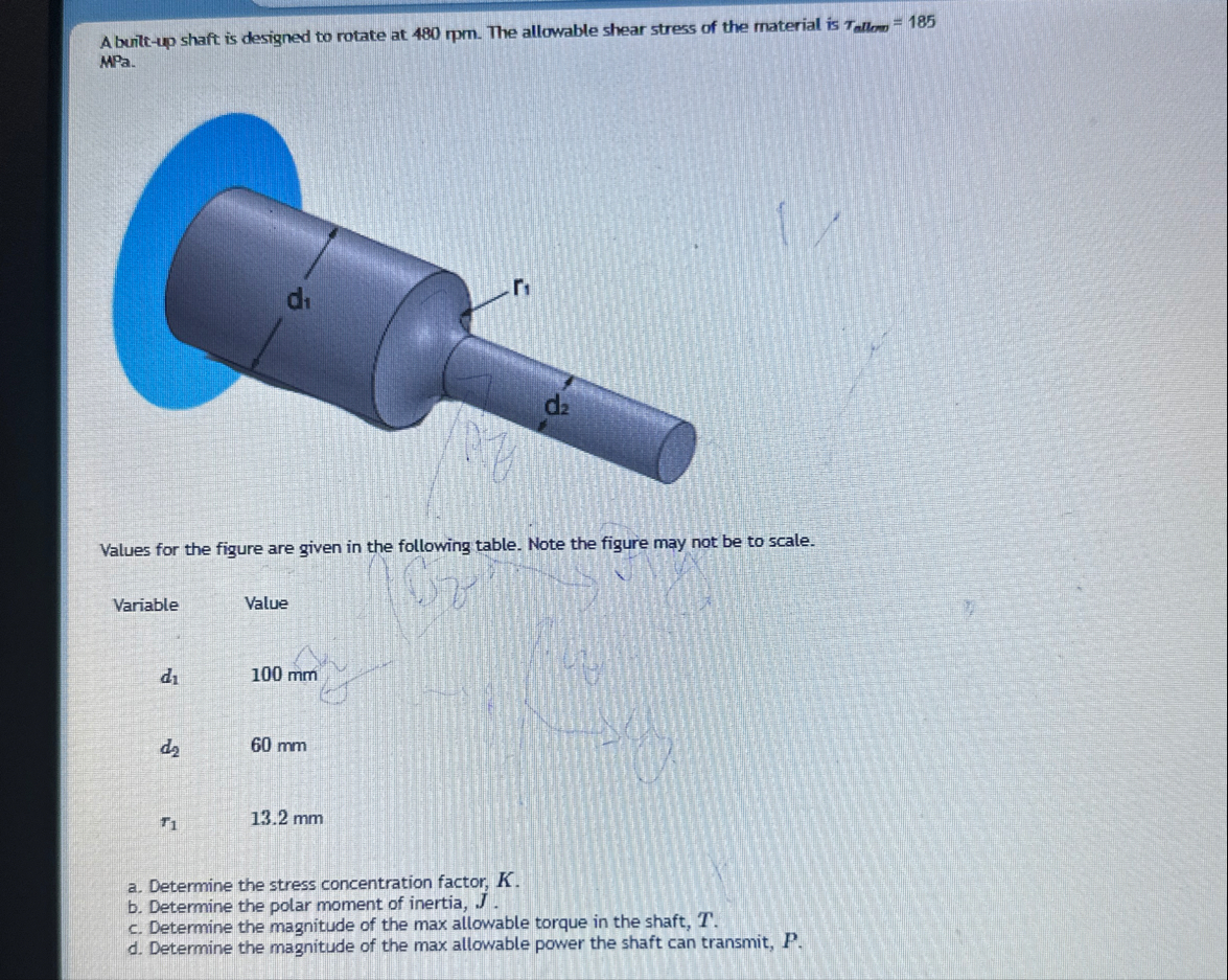 Solved A built-up shaft is designed to rotate at 480 ﻿mm . | Chegg.com
