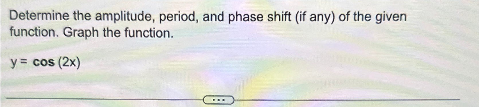 Solved Determine the amplitude, period, and phase shift (if | Chegg.com