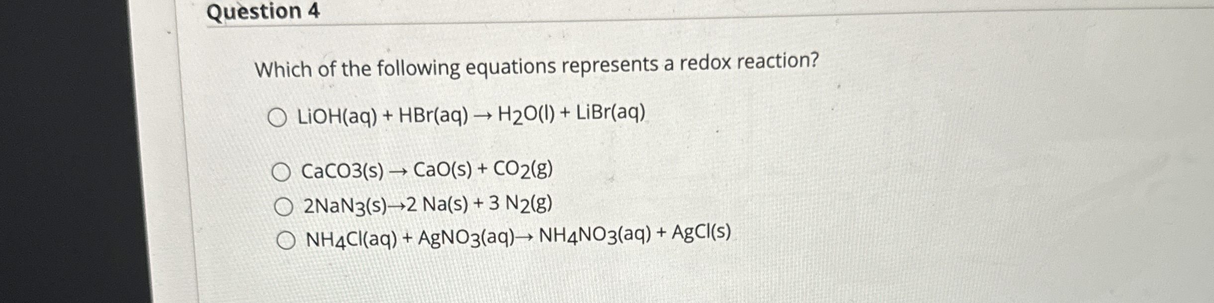 Solved Question 4Which of the following equations represents | Chegg.com