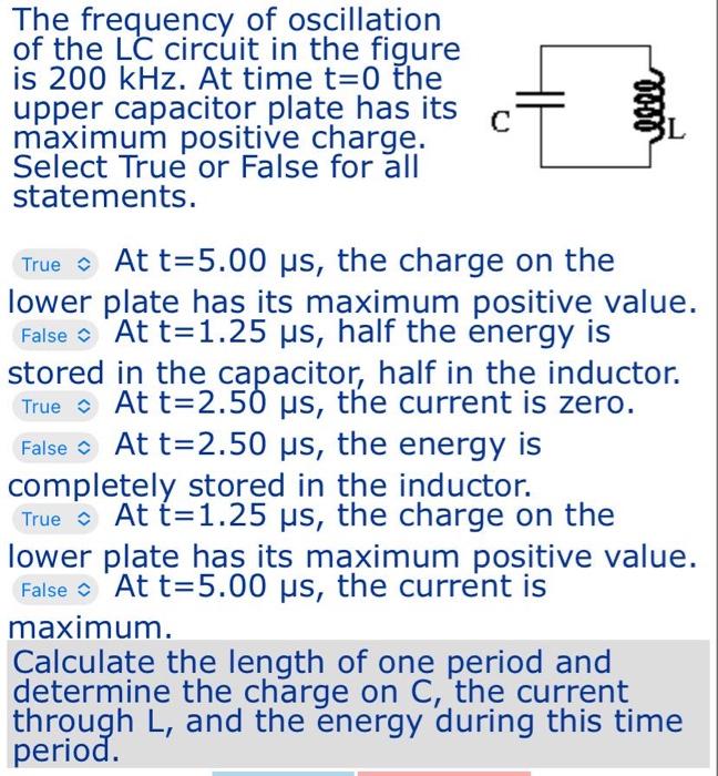 Solved The frequency of oscillation of the LC circuit in the | Chegg.com