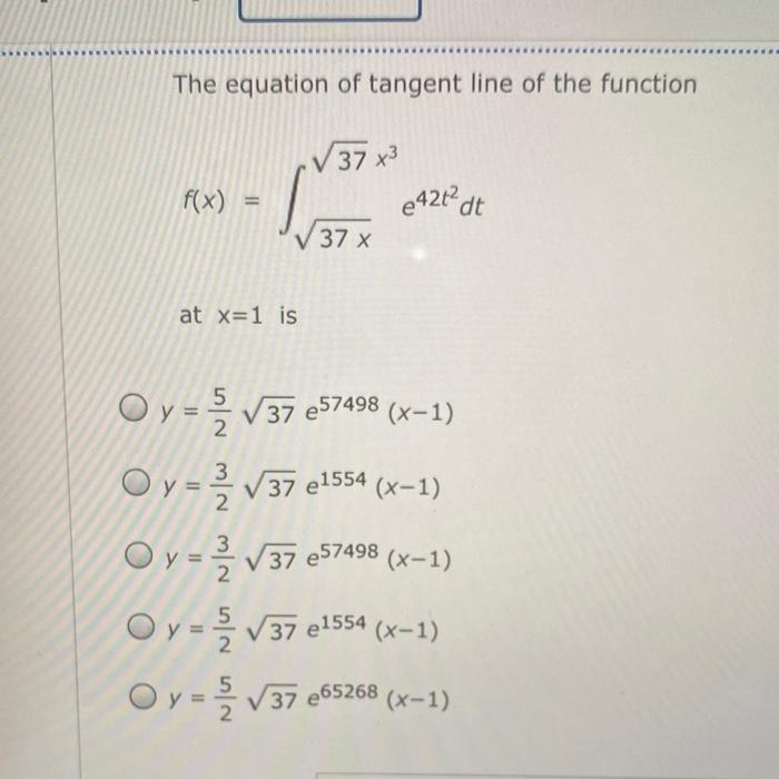 Solved The equation of tangent line of the function 37 x3 | Chegg.com