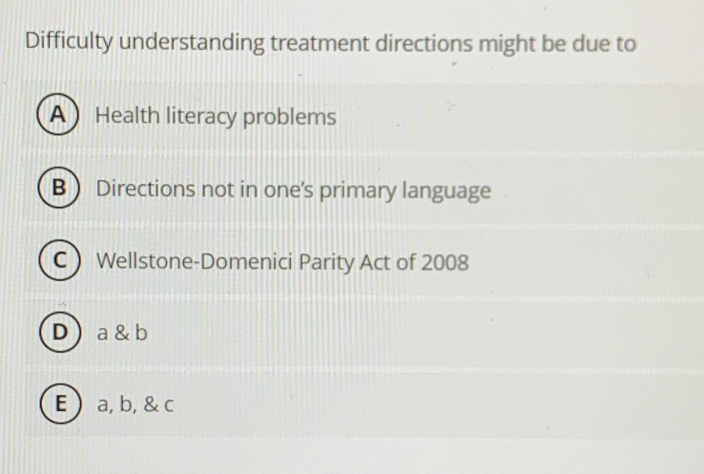 Solved Difficulty understanding treatment directions might | Chegg.com