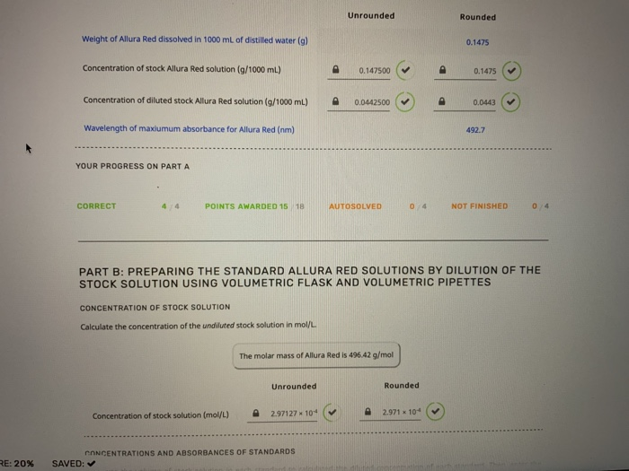PART B: PREPARING THE STANDARD ALLURA RED SOLUTIONS | Chegg.com