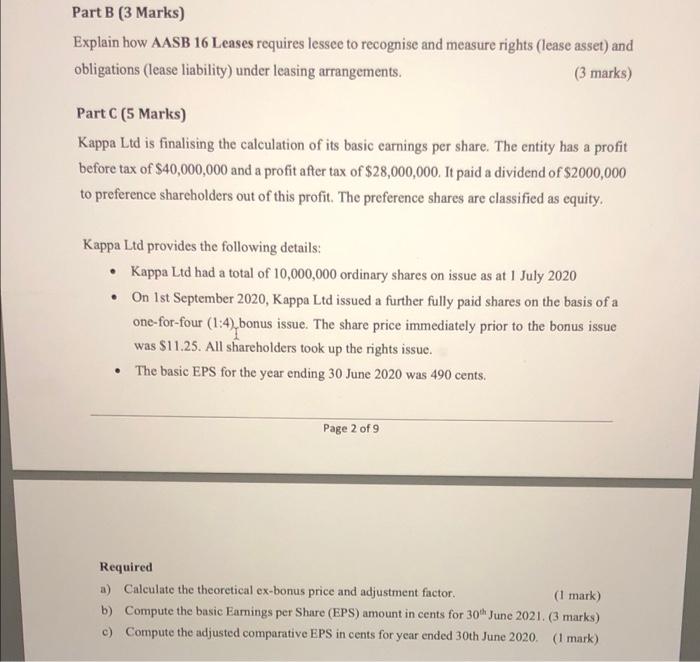 Solved Part B (3 Marks) Explain how AASB 16 Leases requires | Chegg.com