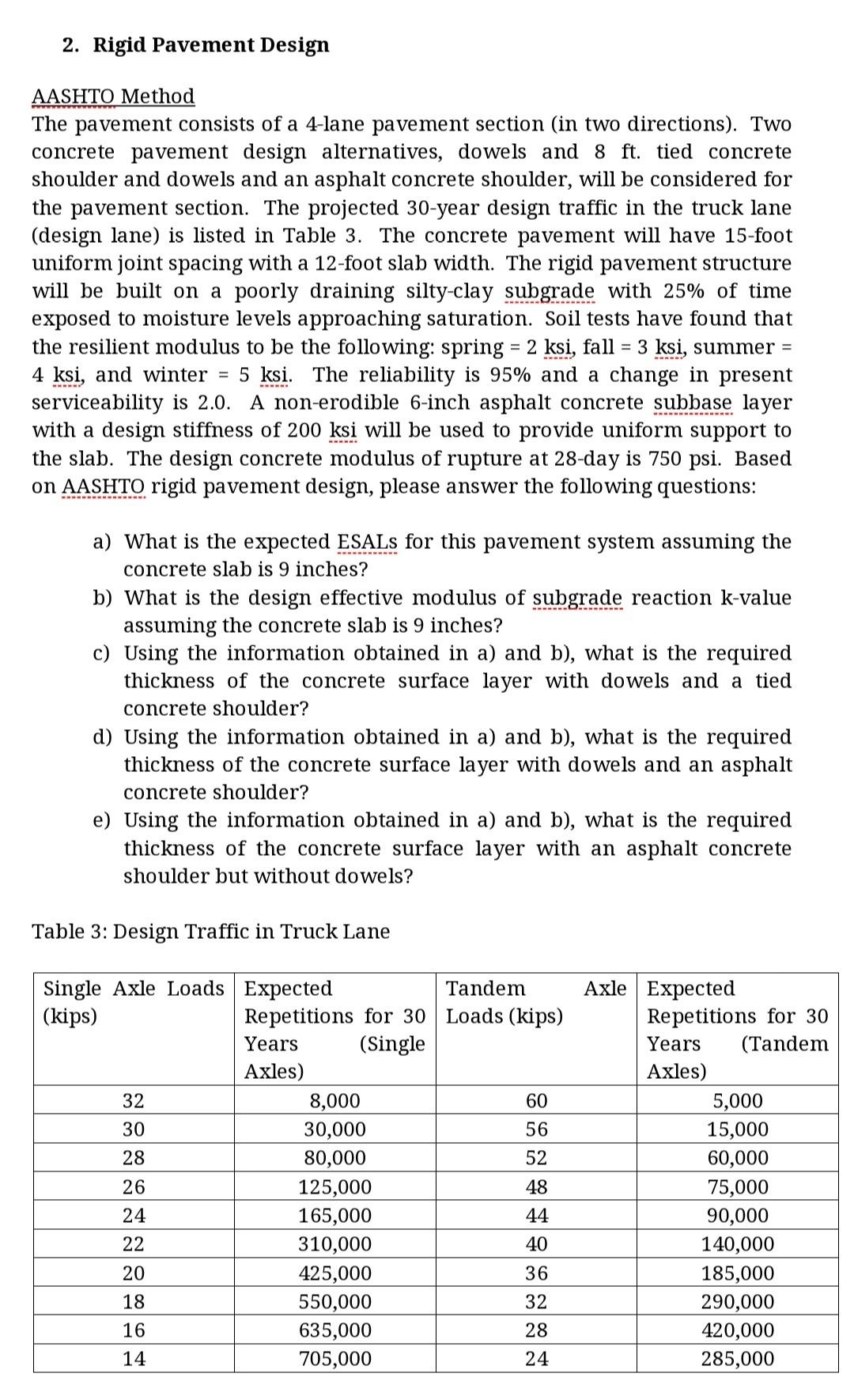2. Rigid Pavement Design AASHTO Method The pavement | Chegg.com