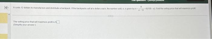 Solved ciss The seling pnce that wal maxmere proti is ? | Chegg.com