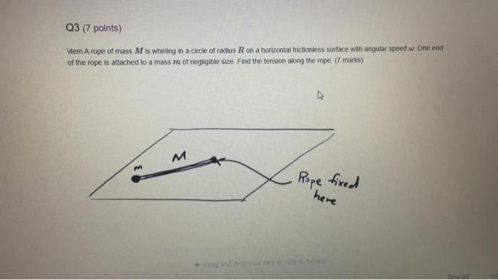 Solved Q3 (7 points) vitem A rope of mass M is whirling in a | Chegg.com