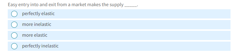 Solved Easy entry into and exit from a market makes the | Chegg.com