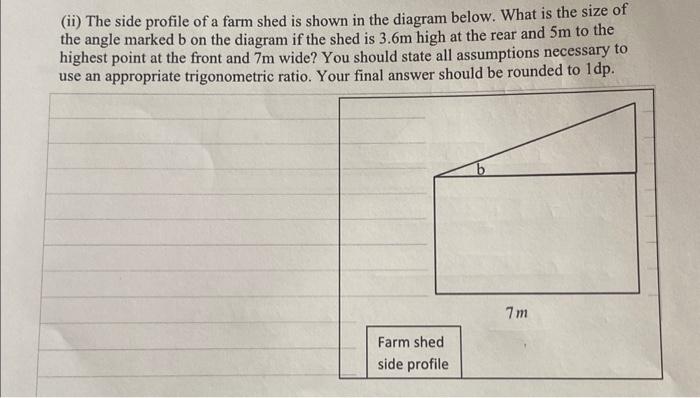Solved (ii) The side profile of a farm shed is shown in the | Chegg.com