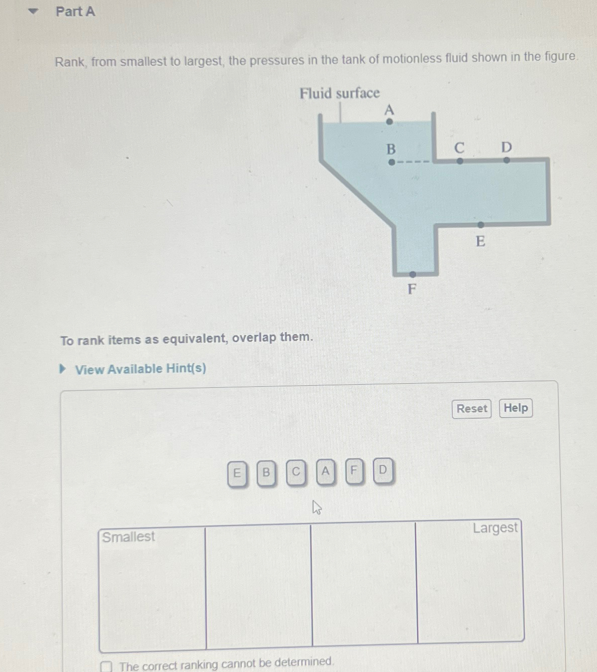 Solved Part ARank, from smallest to largest, the pressures | Chegg.com