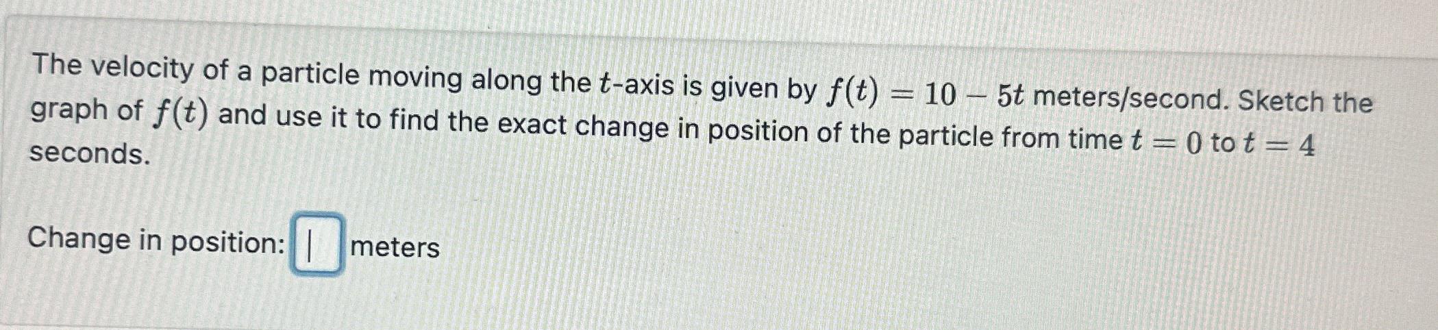 Solved The velocity of a particle moving along the t-axis is | Chegg.com