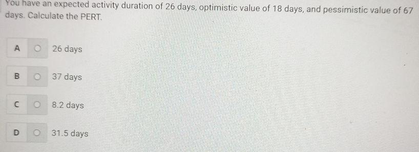 Solved You have an expected activity duration of 26 ﻿days, | Chegg.com