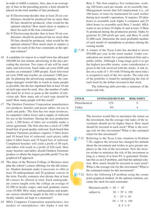 Solved Q: 7-23 Consider this LP formulation: Minimize cost | Chegg.com