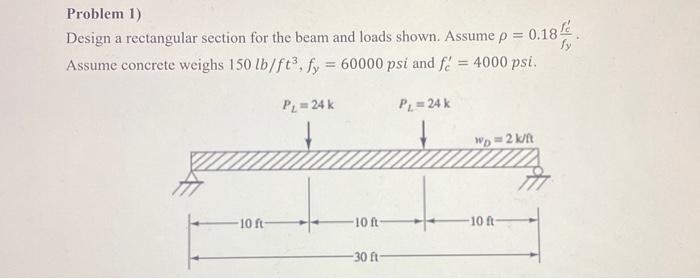 Solved Problem 1) Design a rectangular section for the beam | Chegg.com