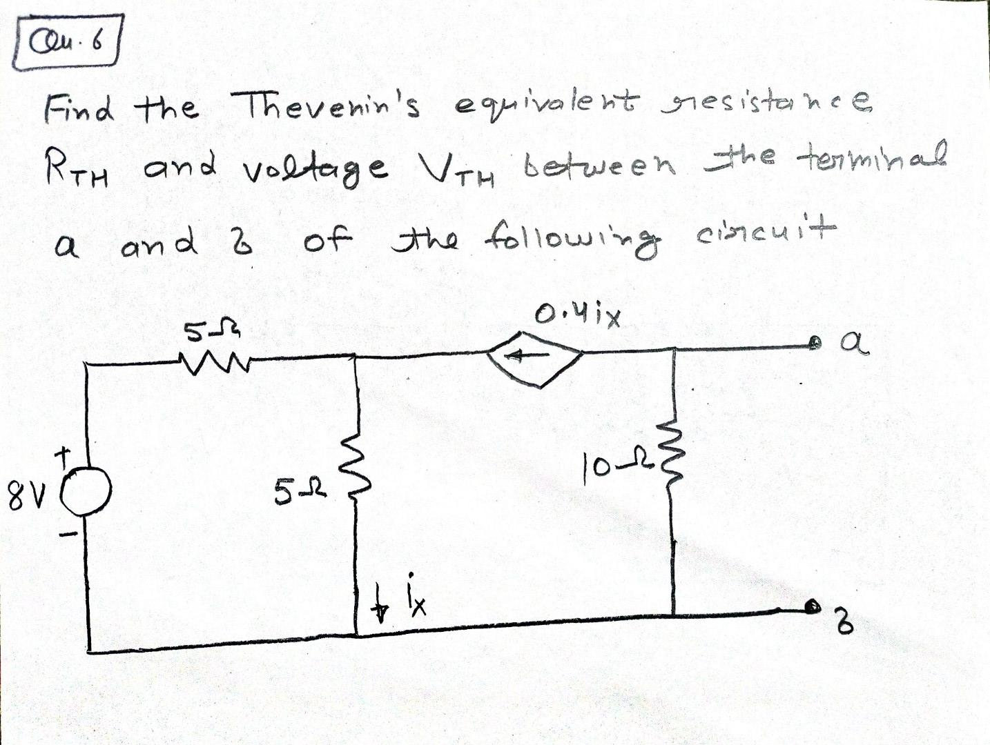 Solved Find the Thevenin's equivalent resistance RTH and | Chegg.com