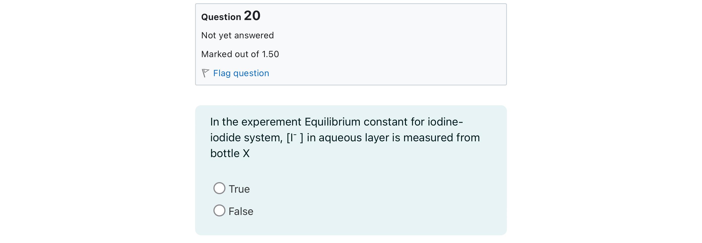 Question 20Not yet answeredMarked out of 1.50P Flag | Chegg.com Question 20Not yet answeredMarked out of 1.50P Flag | Chegg.com