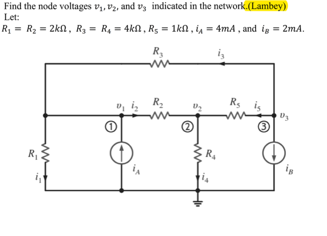 Solved Find the node voltages v1,v2, ﻿and v3indicated in the | Chegg.com