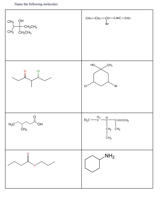 Solved Name the following molecules.Name the following | Chegg.com