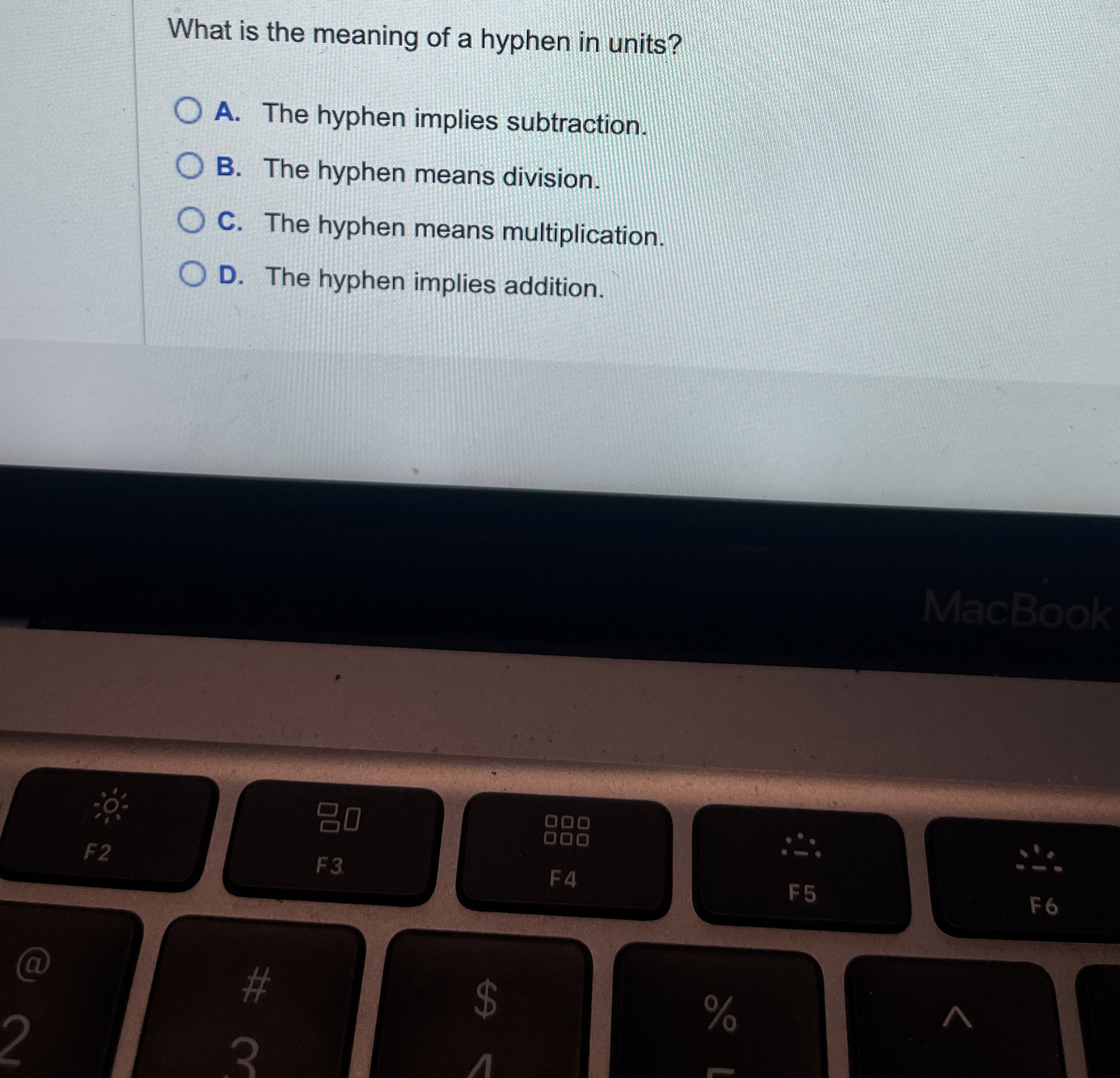 Solved What is the meaning of a hyphen in units?A. ﻿The | Chegg.com