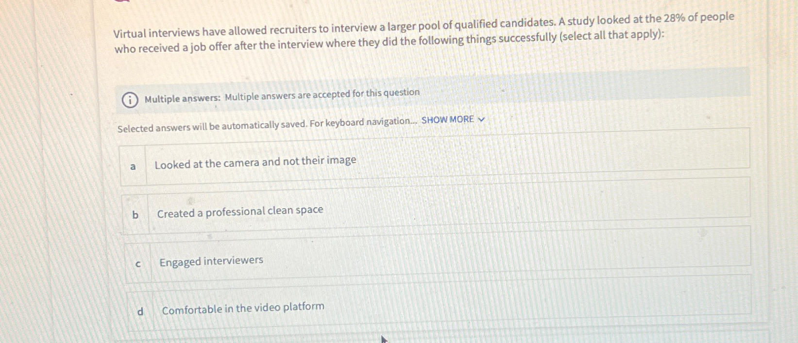 Solved Virtual interviews have allowed recruiters to | Chegg.com