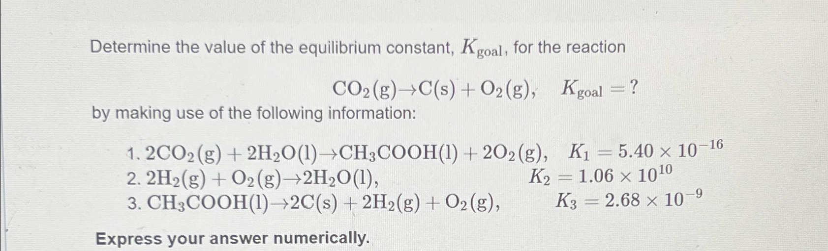 Solved Determine the value of the equilibrium constant, | Chegg.com