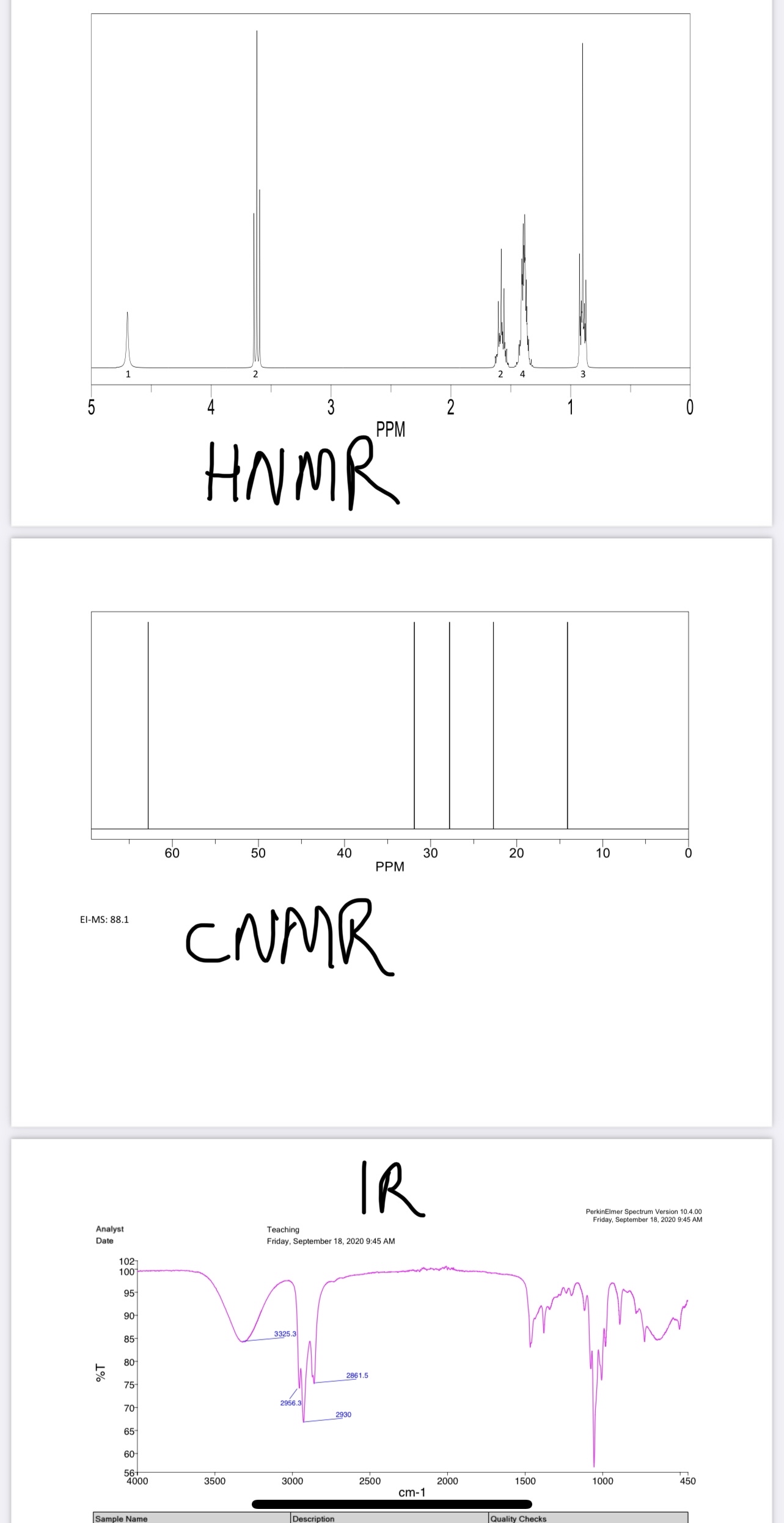 Solved Based on the graphs below. Utilizing HNMR, ﻿NMR and | Chegg.com