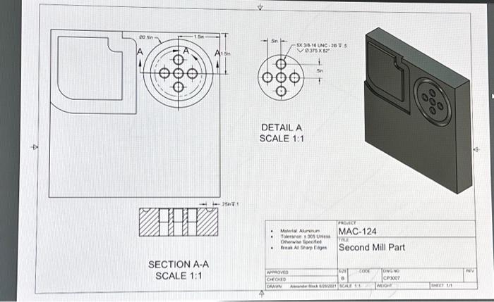 Solved need to code this with g code the stock is a 6in x | Chegg.com