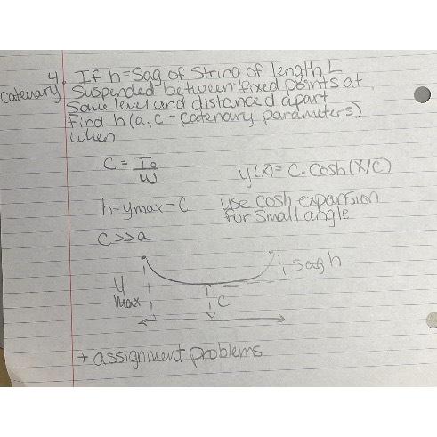 Solved If h= ﻿Sag of String of length Lcatevary suspended | Chegg.com