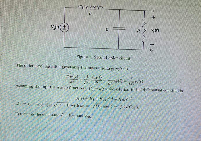 Solved O + V( Figure 1: Second order circuit. The | Chegg.com