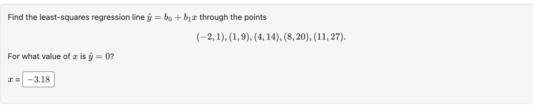 Find the least-squares regression line hat(y)=b0+b1x | Chegg.com