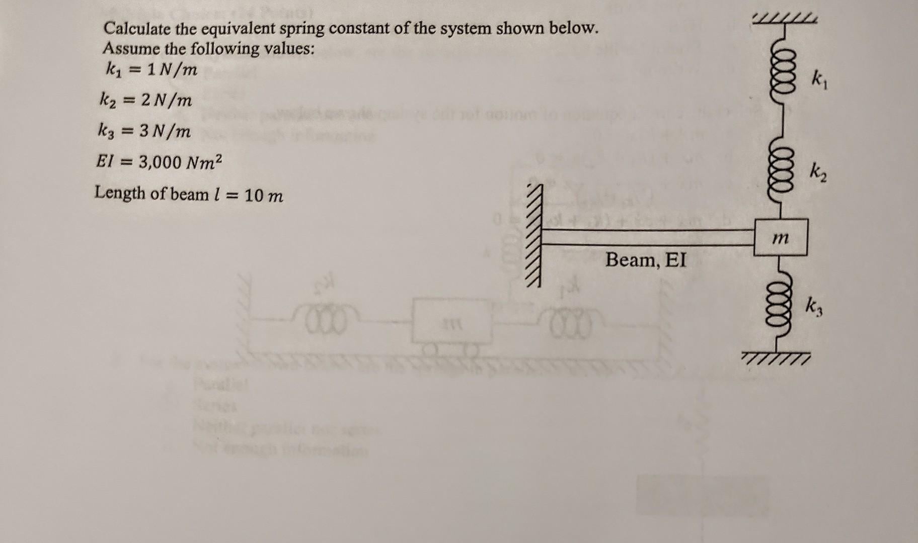 Solved Calculate the equivalent spring constant of the | Chegg.com