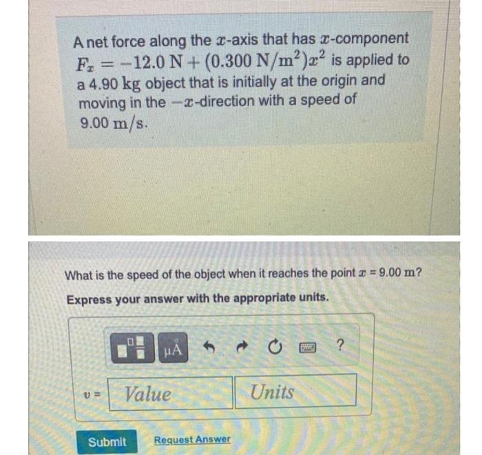 Solved A net force along the x-axis that has x-component | Chegg.com