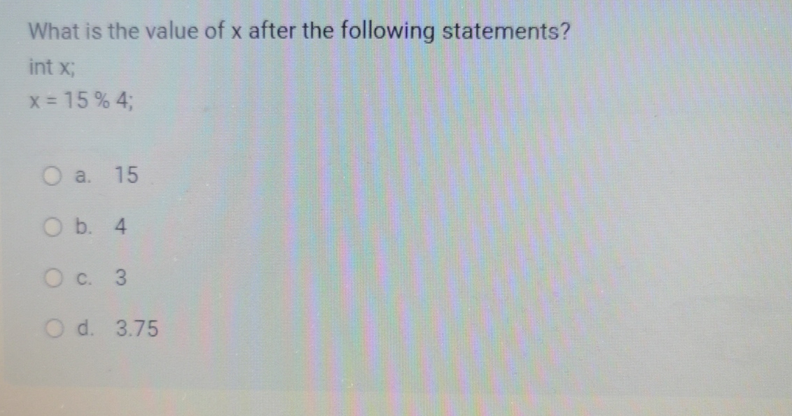 Solved What is the value of x ﻿after the following | Chegg.com