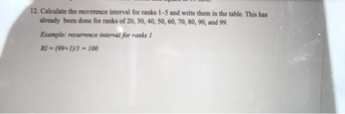Solved Flood Data Table Recurrence Intervals for Selected, | Chegg.com