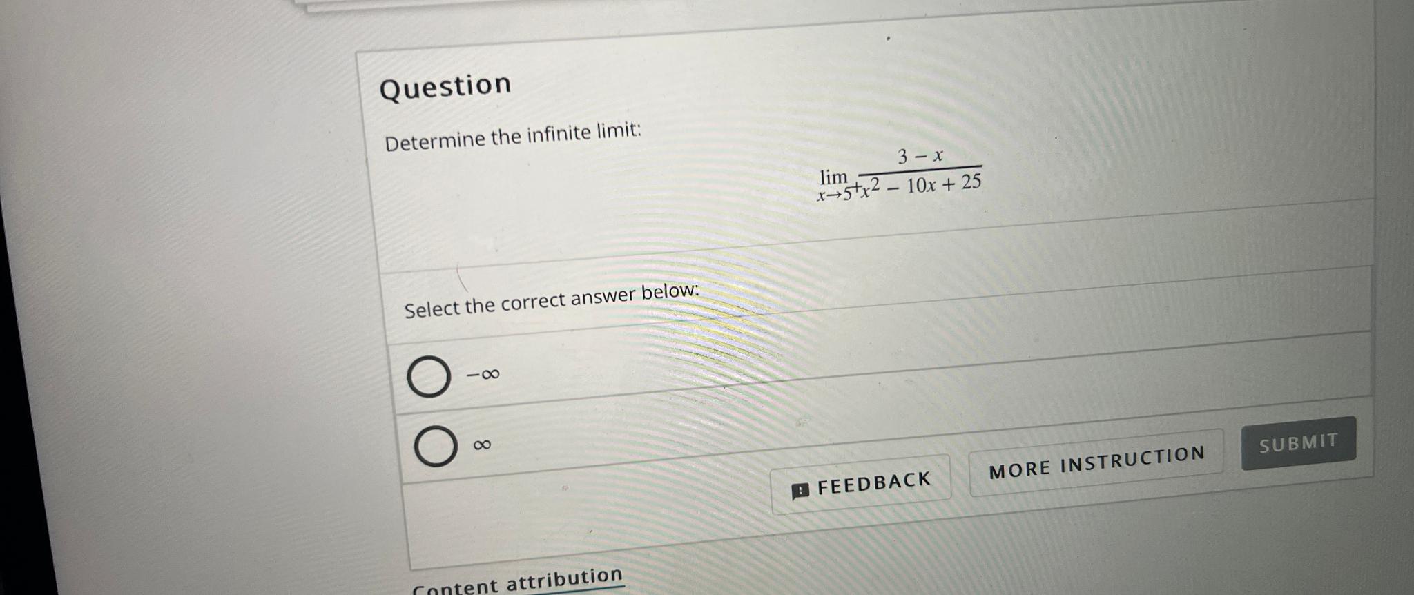 Solved QuestionDetermine the infinite | Chegg.com