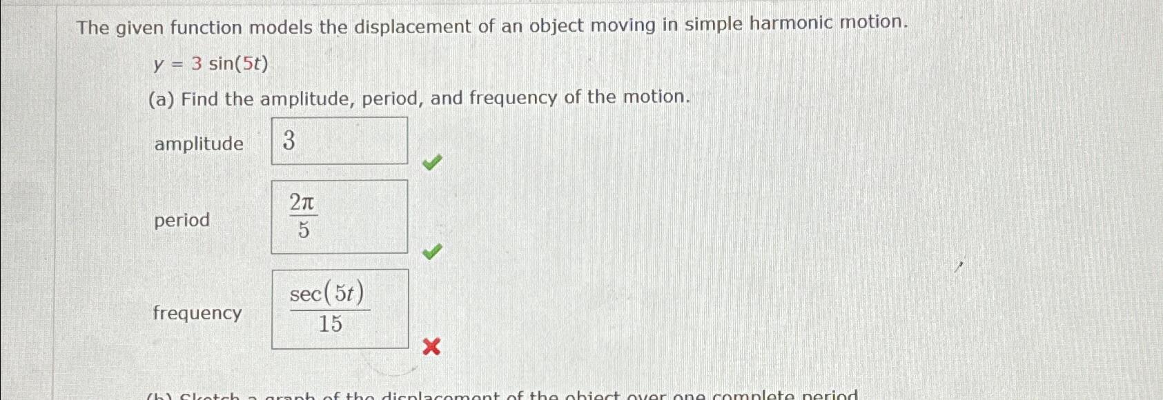 Solved The given function models the displacement of an | Chegg.com