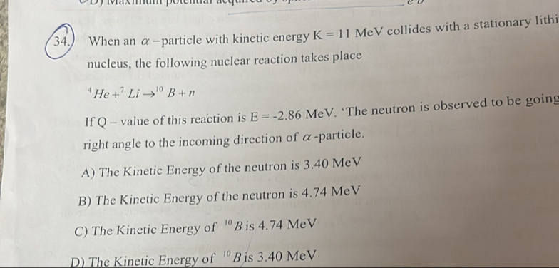 Solved When an α-particle with kinetic energy K=11MeV | Chegg.com