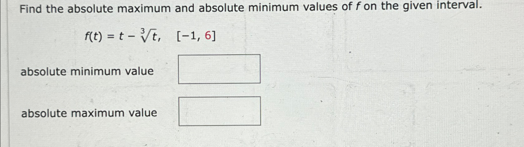 Solved Find the absolute maximum and absolute minimum values | Chegg.com