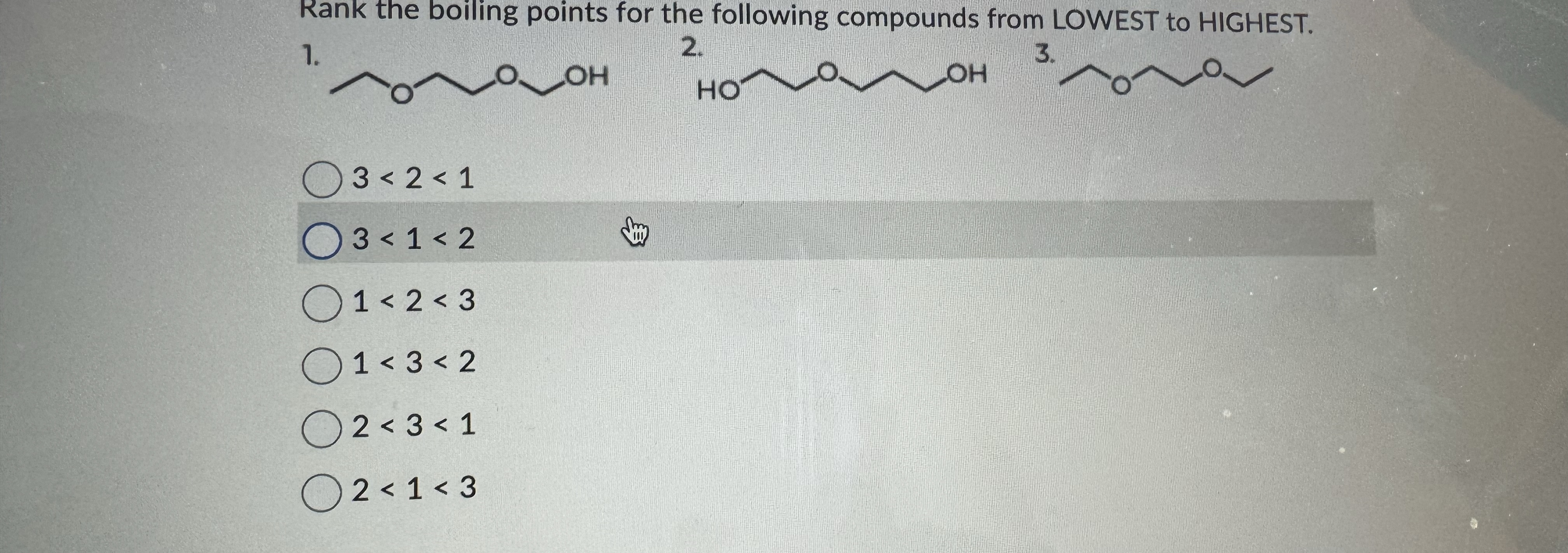 Solved Rank the boiling points for the following comnnunds | Chegg.com